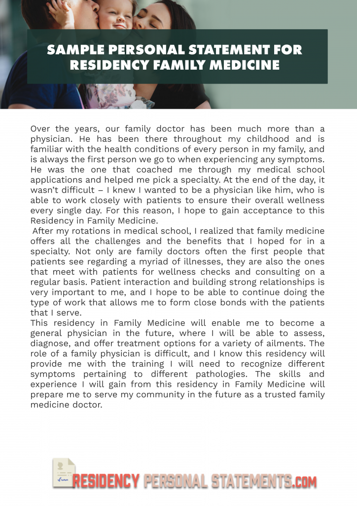 Family Medicine Residency Personal Statement Writing