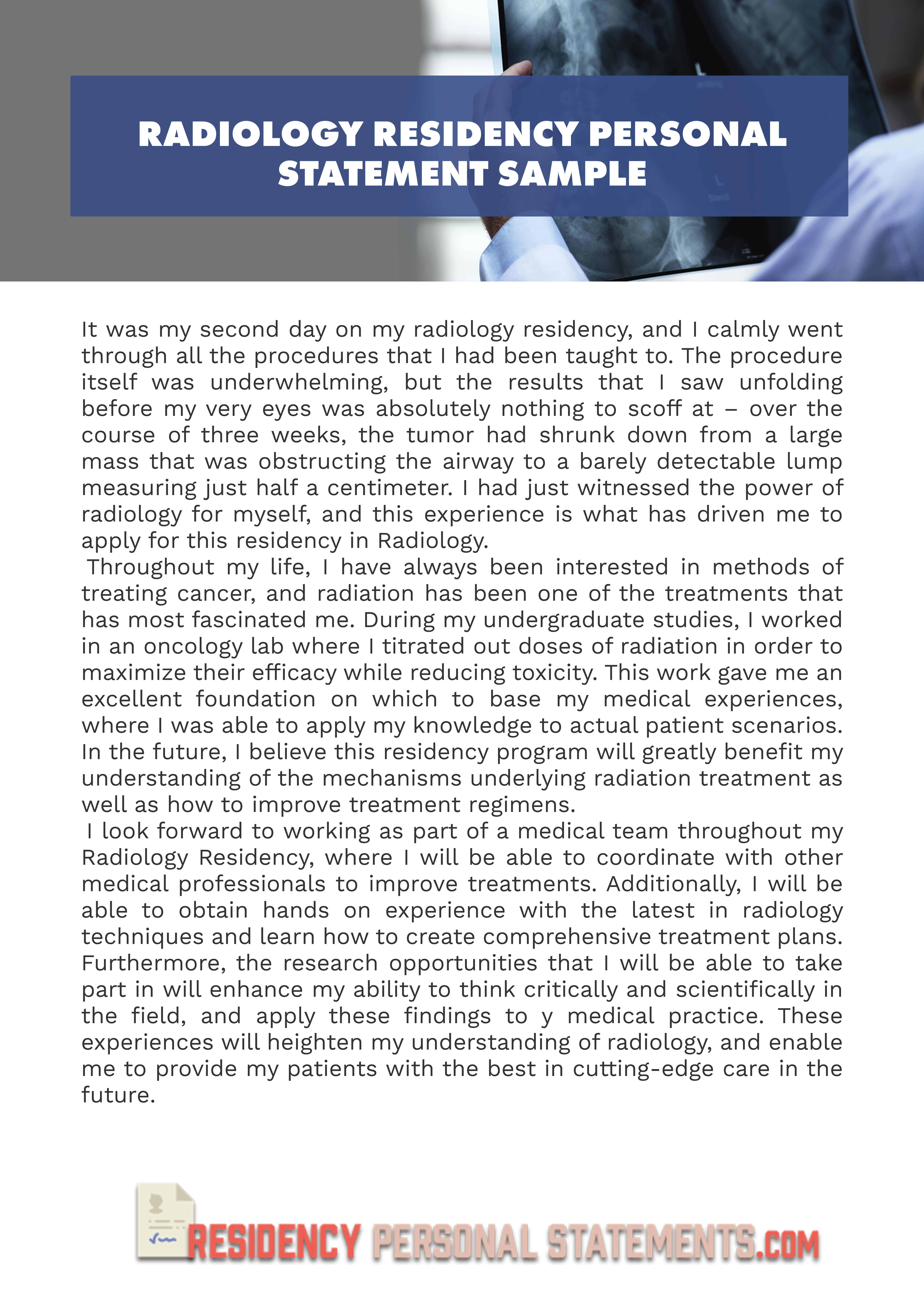 Radiology Residency Personal Statement Writing